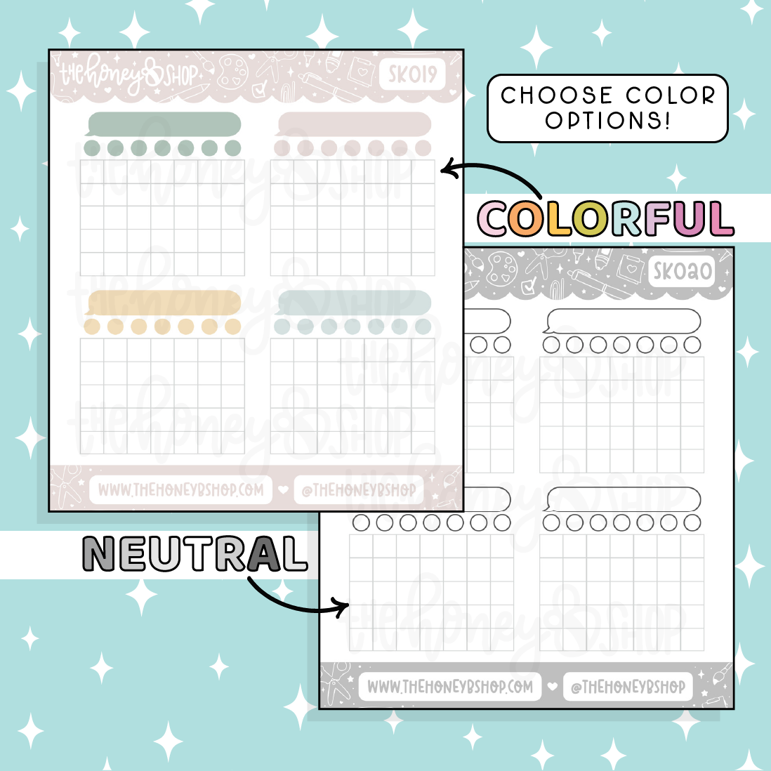 Monthly Trackers Doodle Sticker | Choose Your Color Option! – TheHoneyBShop