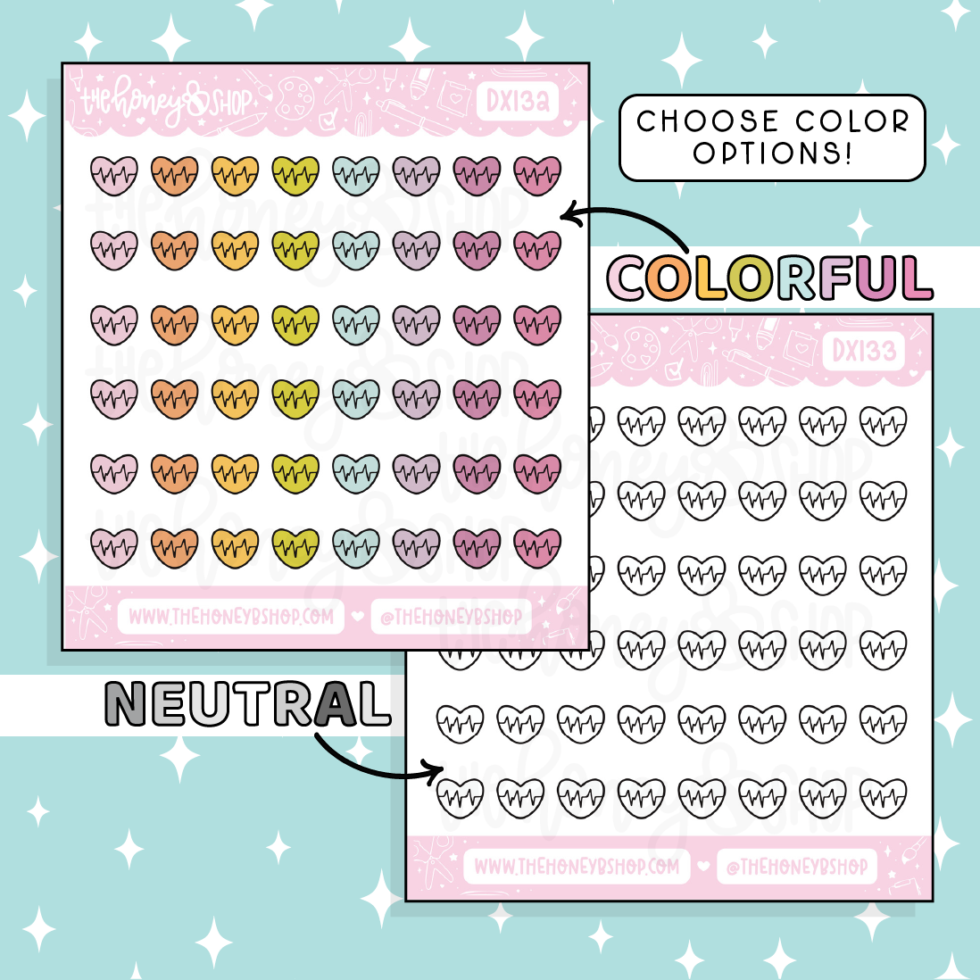 Heart Rate Icon Doodle Sticker | Choose Your Color Option! – TheHoneyBShop
