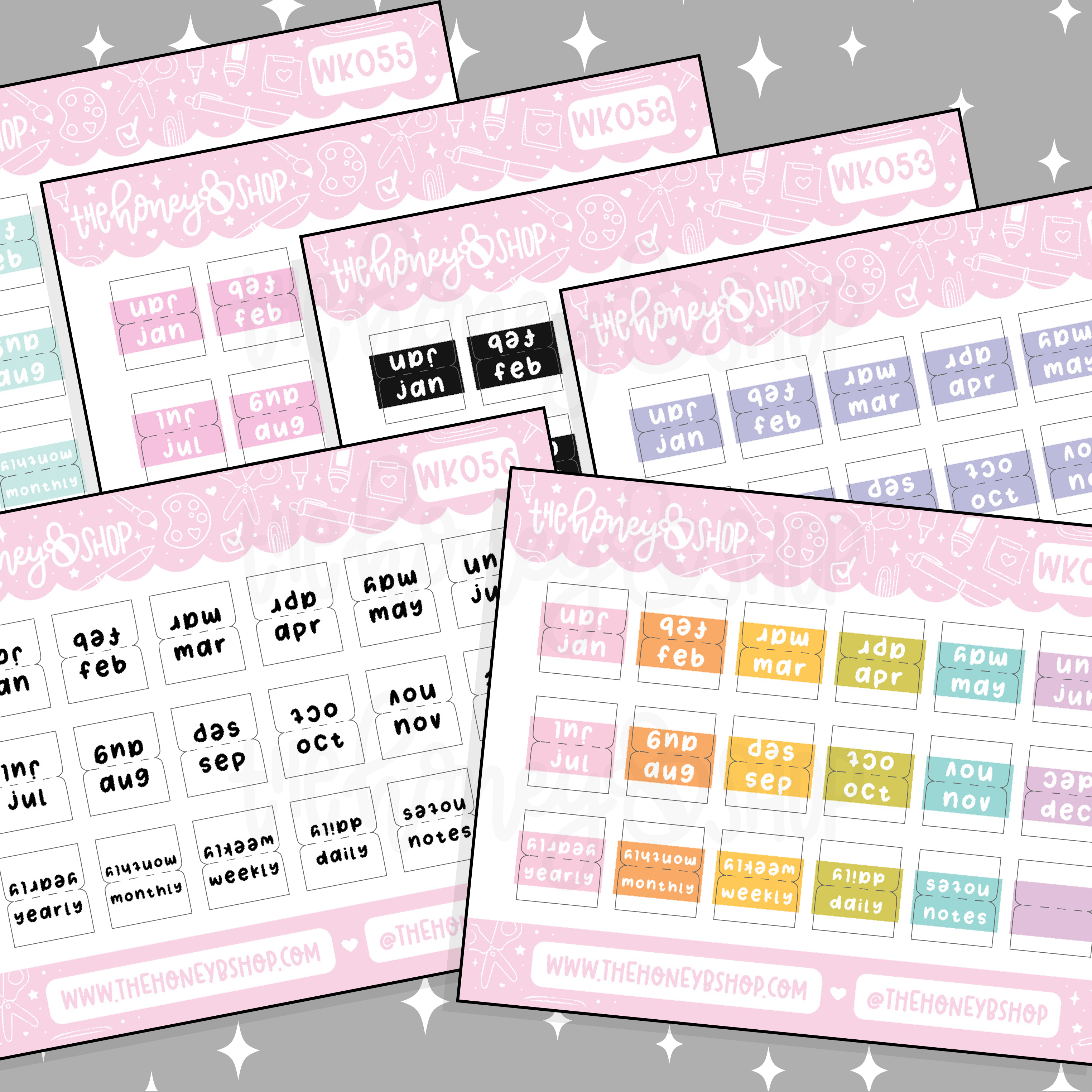 Planner Monthly + Functional Tabs Doodle Sticker | Choose Your Color O ...