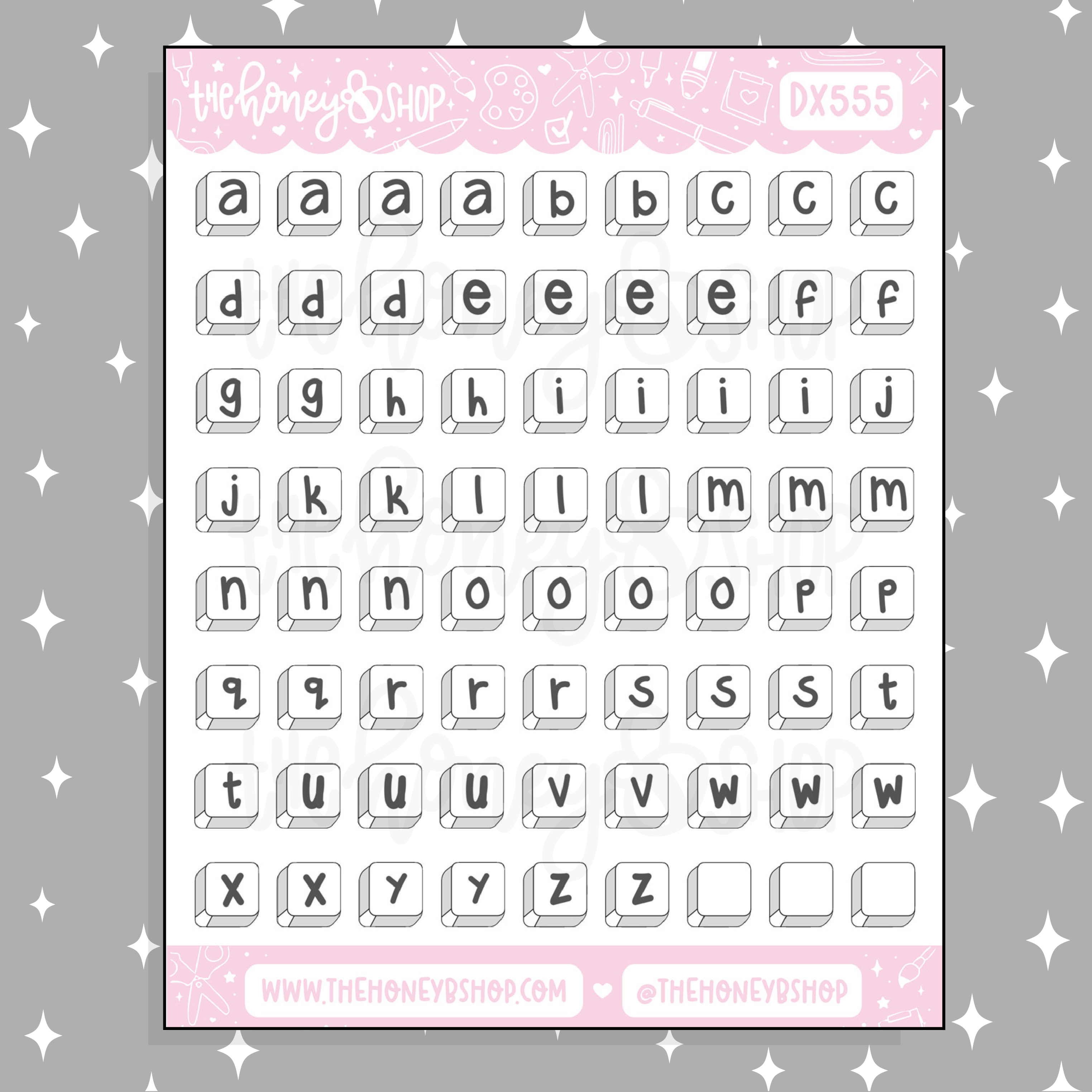 Keyboard Keycap Letter Alphabet Doodle Sticker – TheHoneyBShop