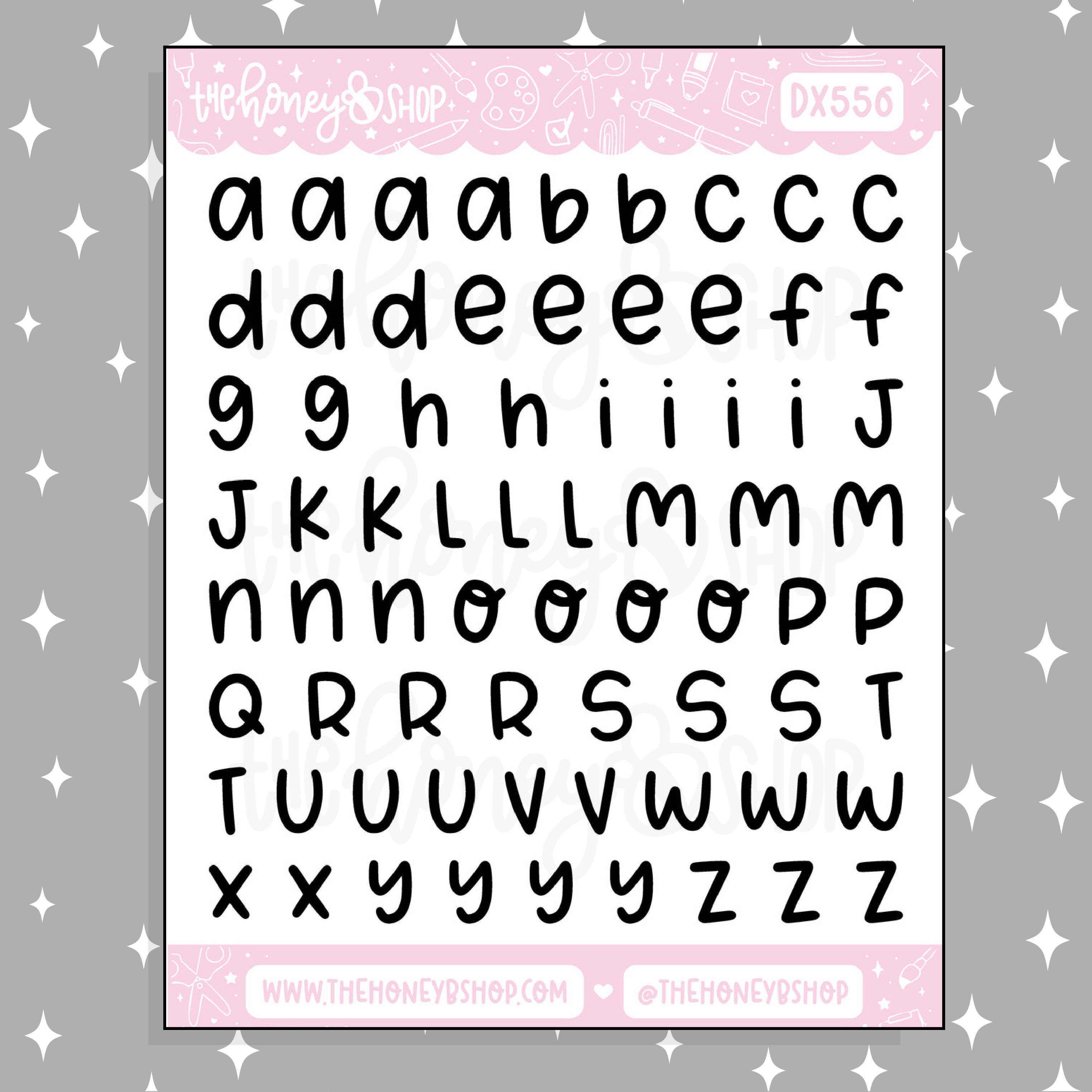 Shan's Lettering Alphabet Doodle Sticker | Black – TheHoneyBShop