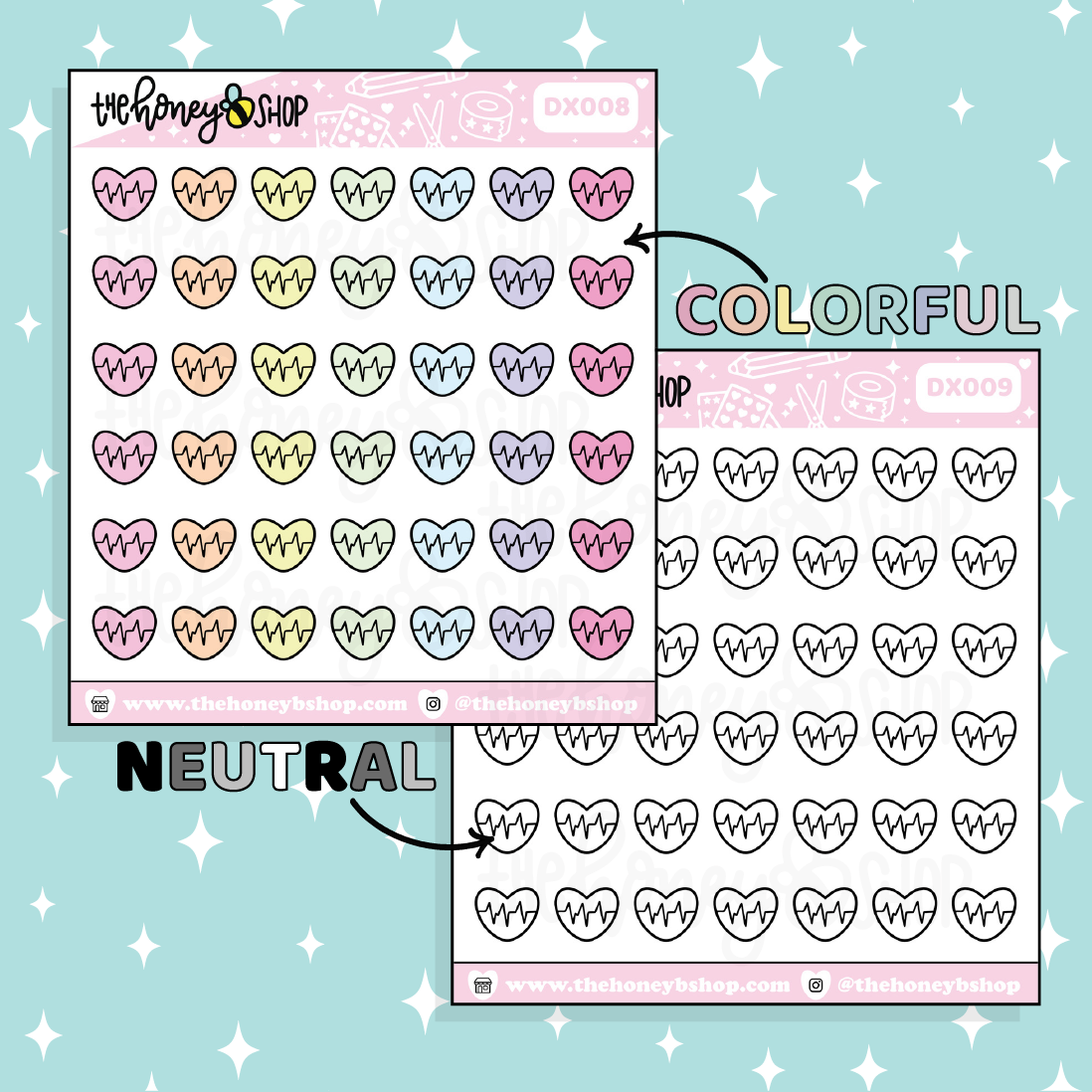 Heartbeat Heart Icon Doodle Sticker | Choose Your Color Option ...