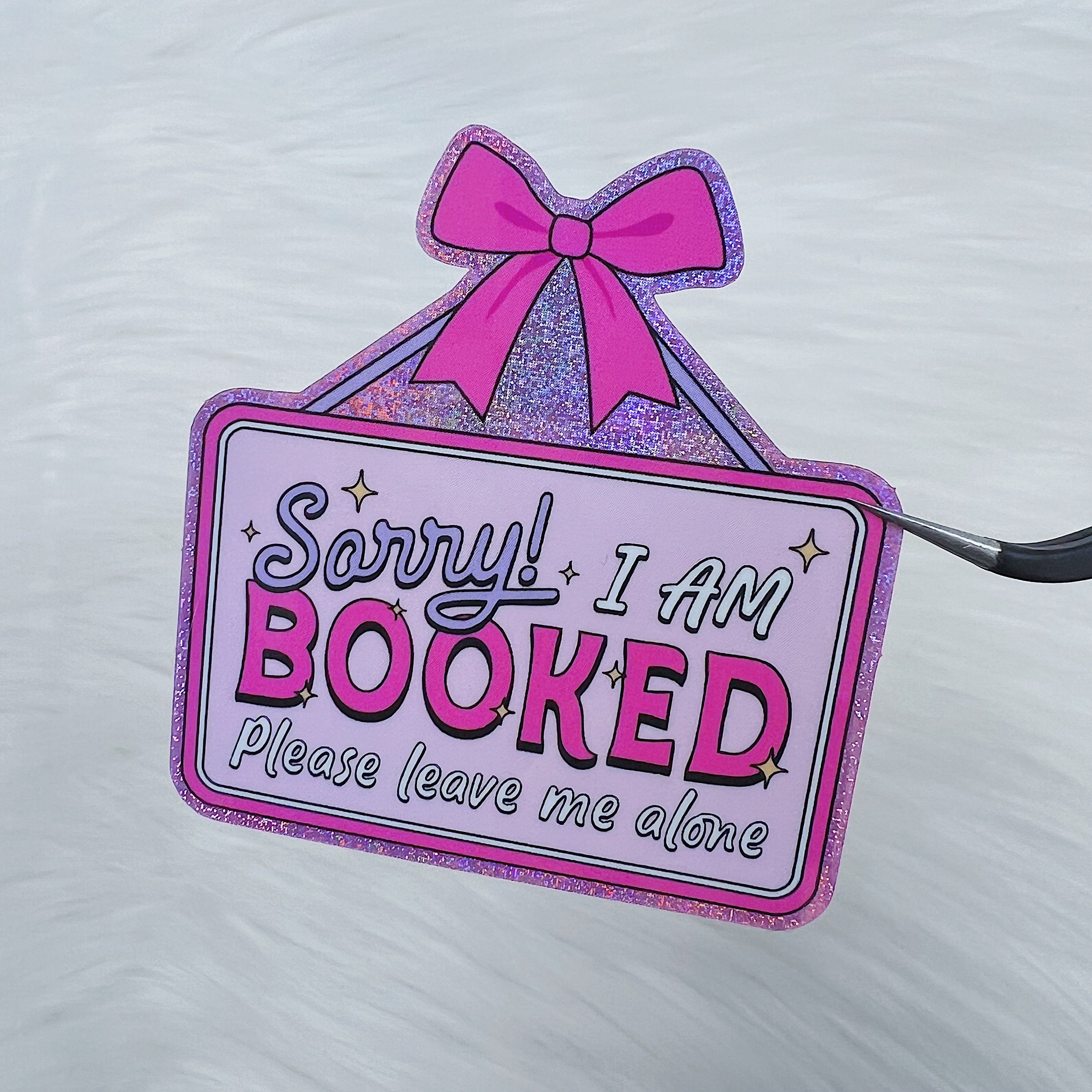 Sorry I Am Booked Pixie Glitter Vinyl Sticker Die Cut – TheHoneyBShop