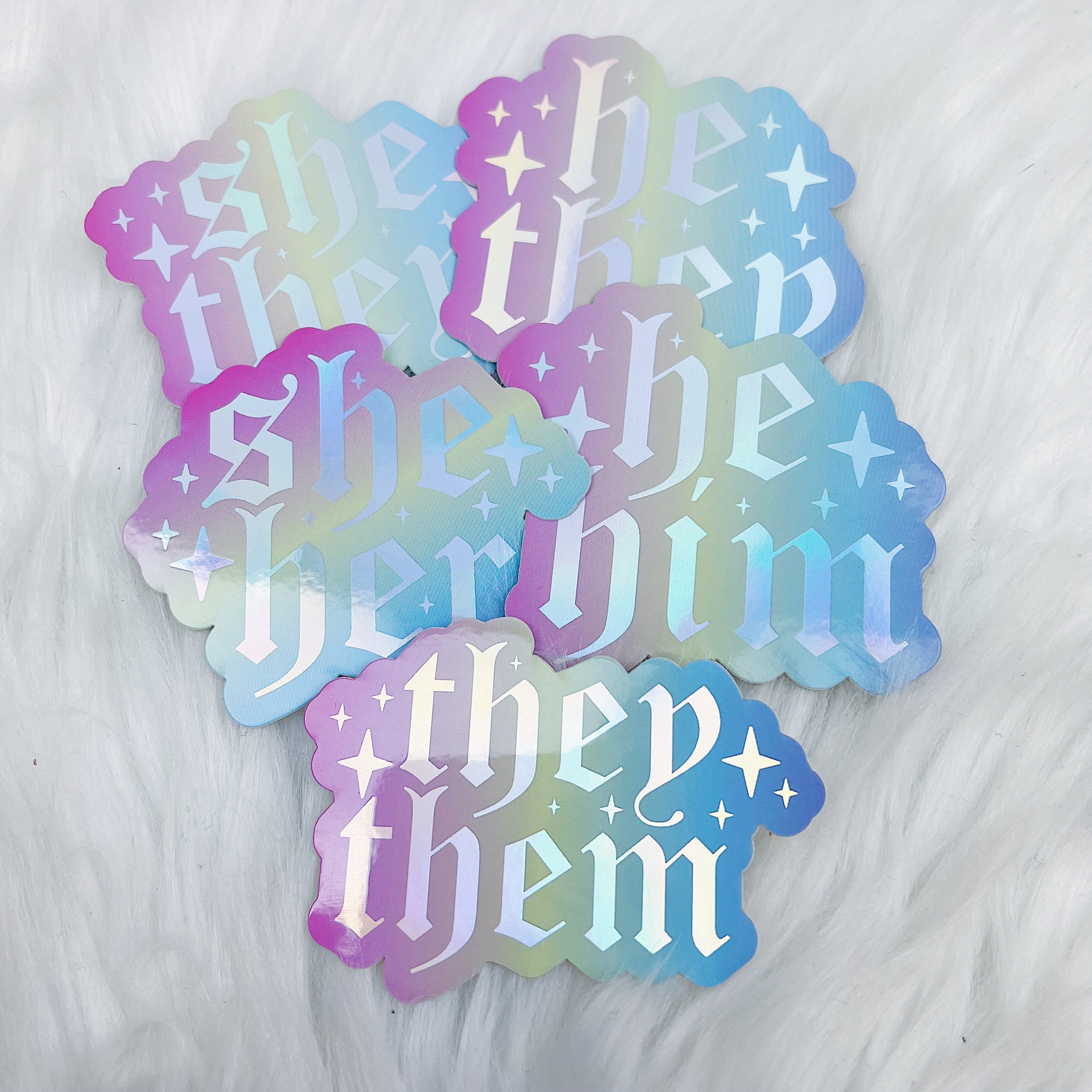 Pronoun Vinyl Sticker Die Cut | Holographic Foiled | Choose Your Prono ...
