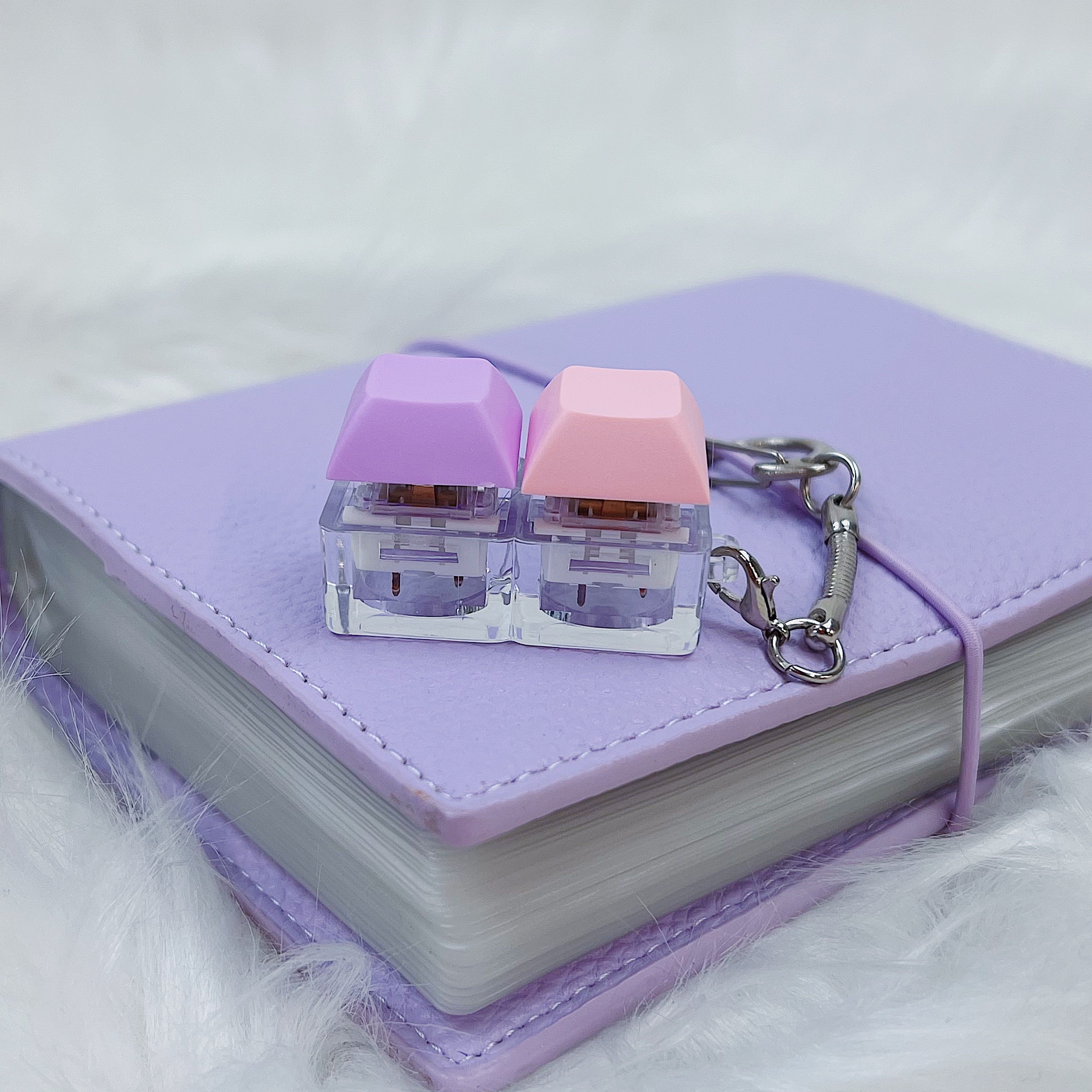 Duo Keycap Fidget Keychain | Pink + Purple Keycaps | Interchangeable ...