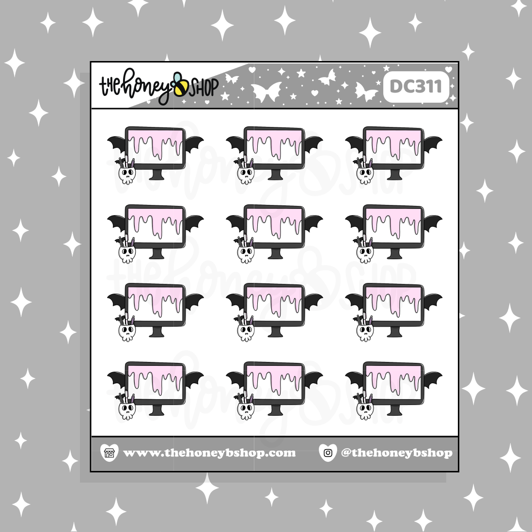 Spooky Computer Doodle Sticker – TheHoneyBShop