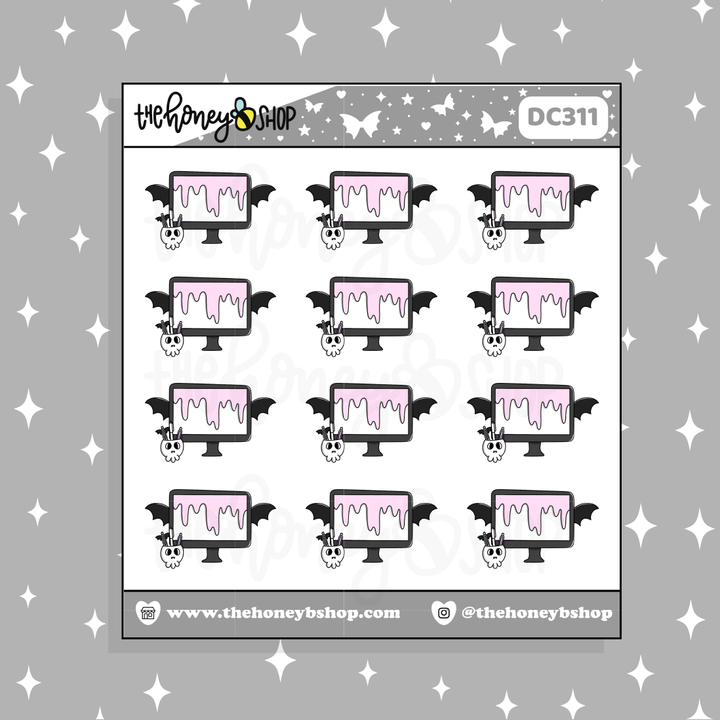 Spooky Computer Doodle Sticker – TheHoneyBShop