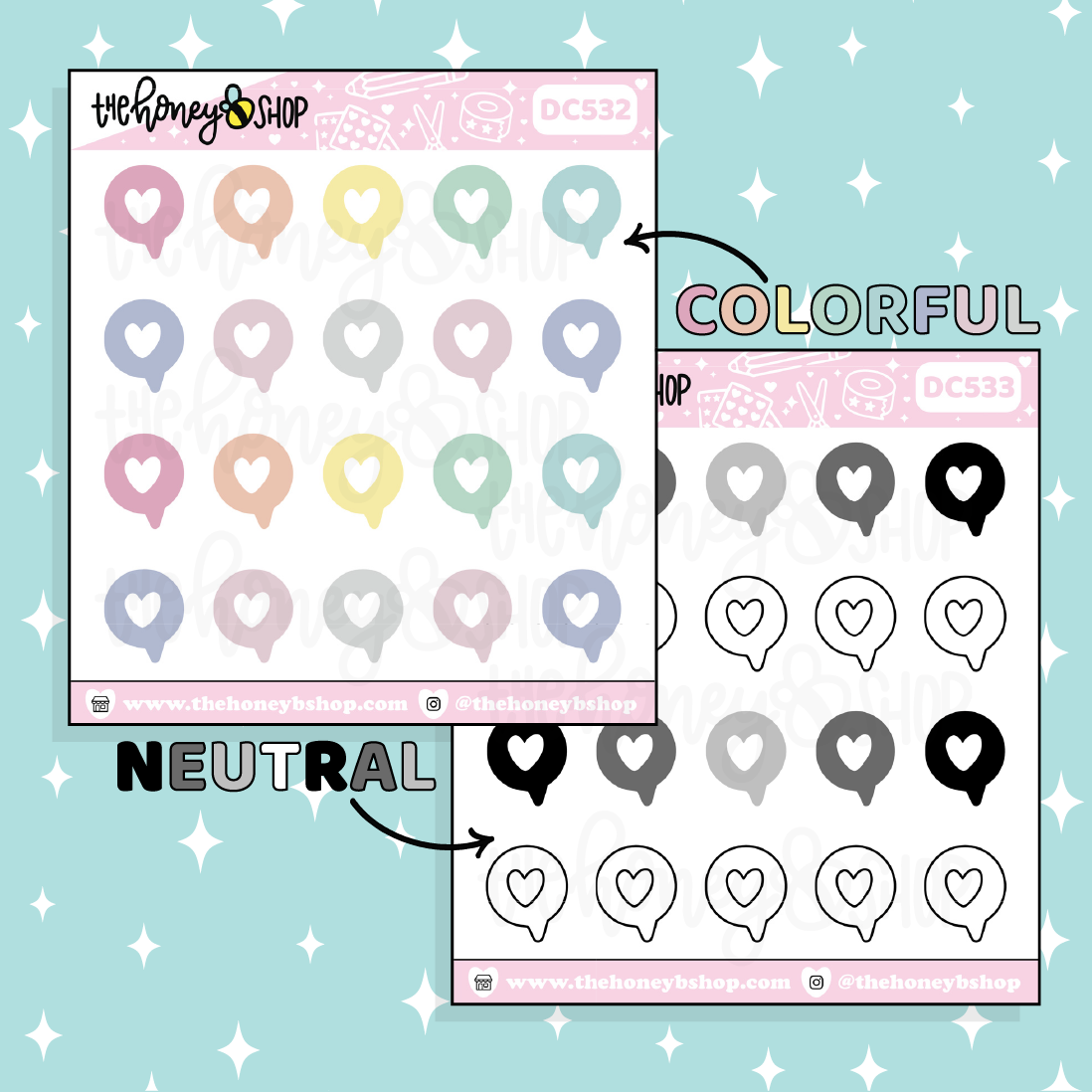Heart Blurb Doodle Sticker | Choose Your Color Option! – TheHoneyBShop