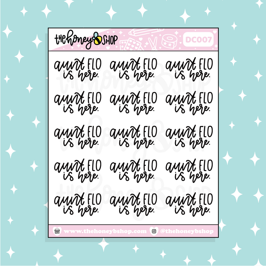 Aunt Flo is Here Doodle Sticker – TheHoneyBShop