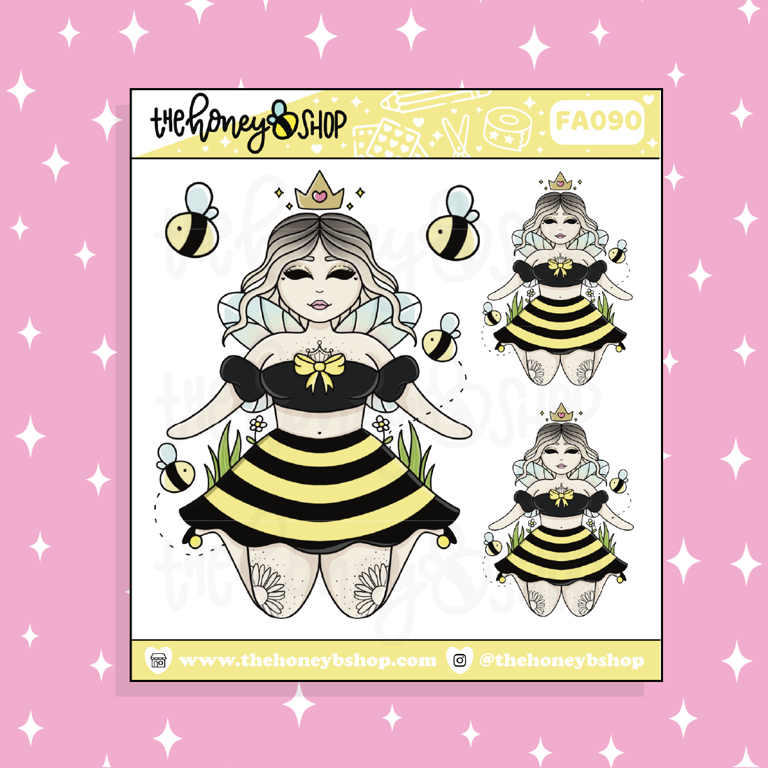 Bumble Queen Babe Doodle Sticker | Choose your Skin Tone! – TheHoneyBShop