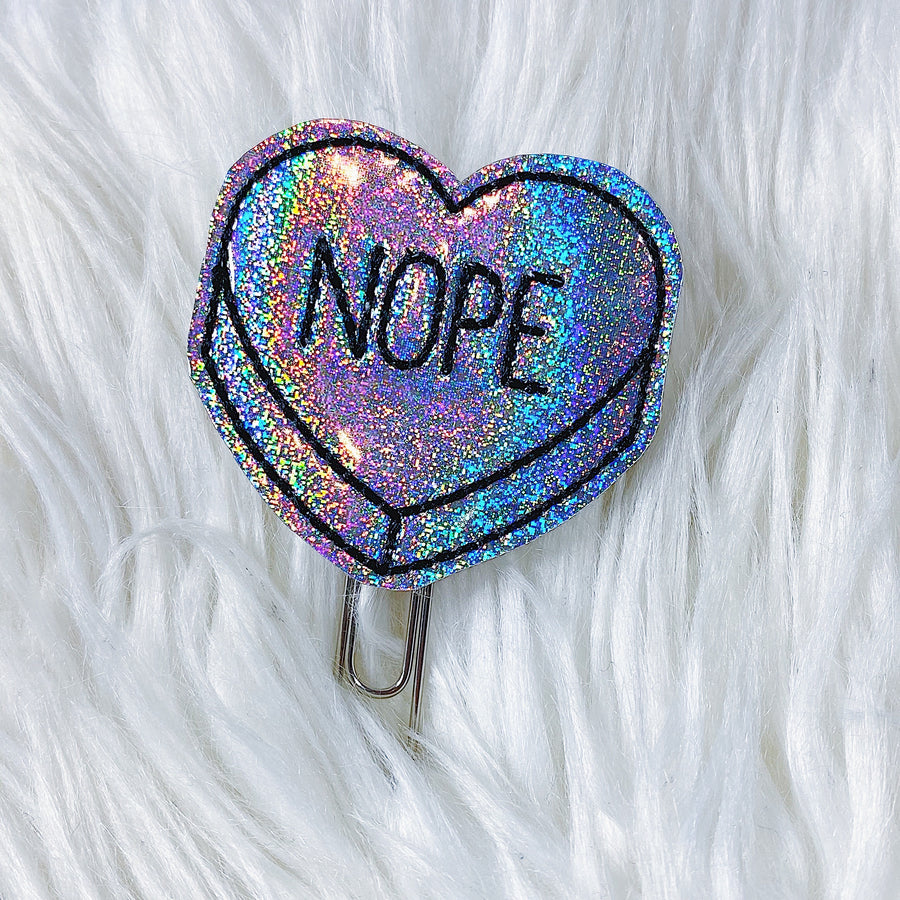 Holographic Glitter Nope Heart Feltie Planner Clip – TheHoneyBShop