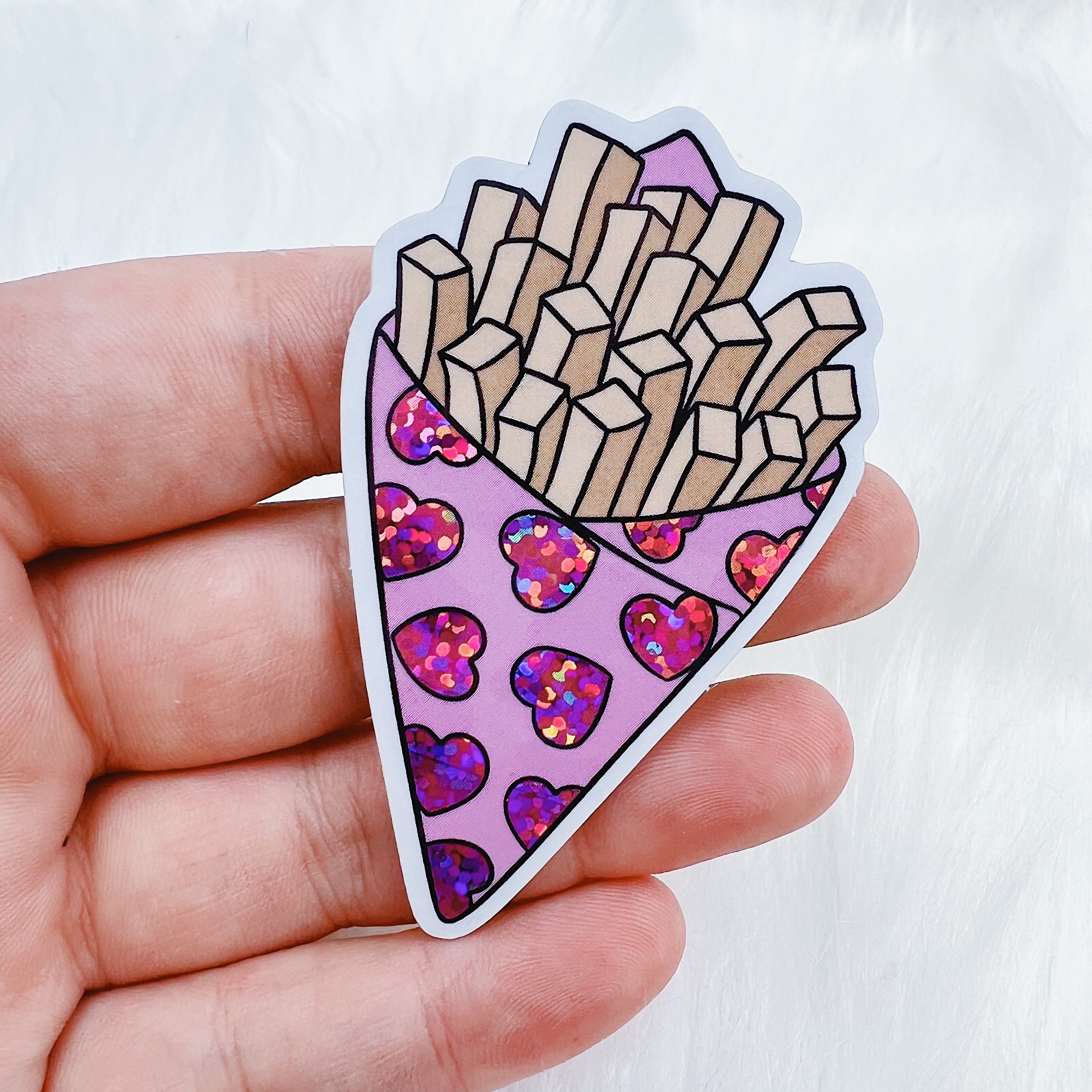 Fries Bouquet Glitter Vinyl Sticker Die Cut – TheHoneyBShop