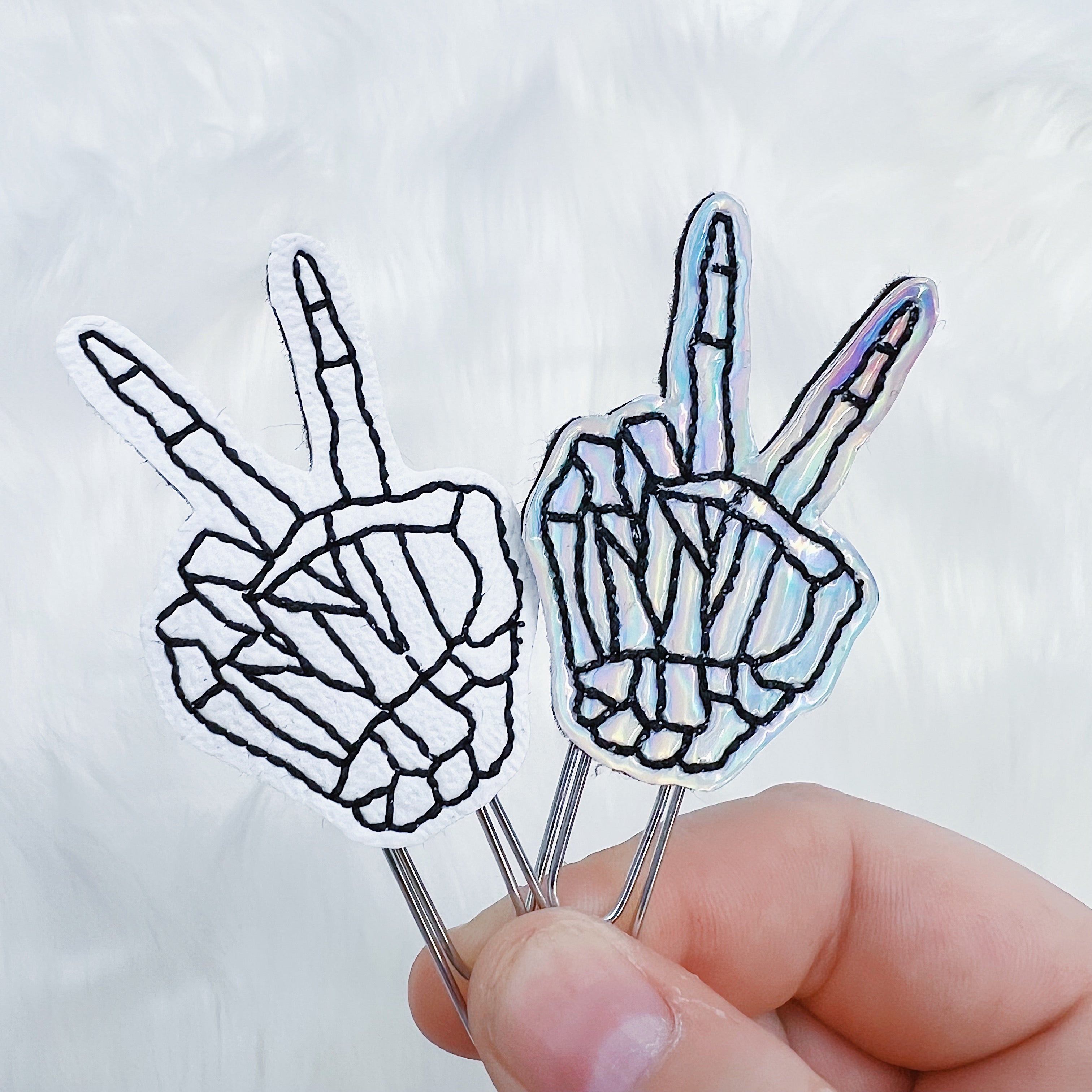 Skele Peace Sign Feltie Planner Clip | Choose Your Option! – TheHoneyBShop